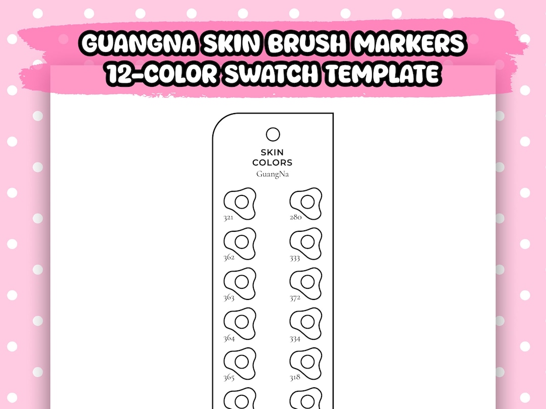 Printable Guangna Skin 12-color Swatch Template With Holes Brush ...