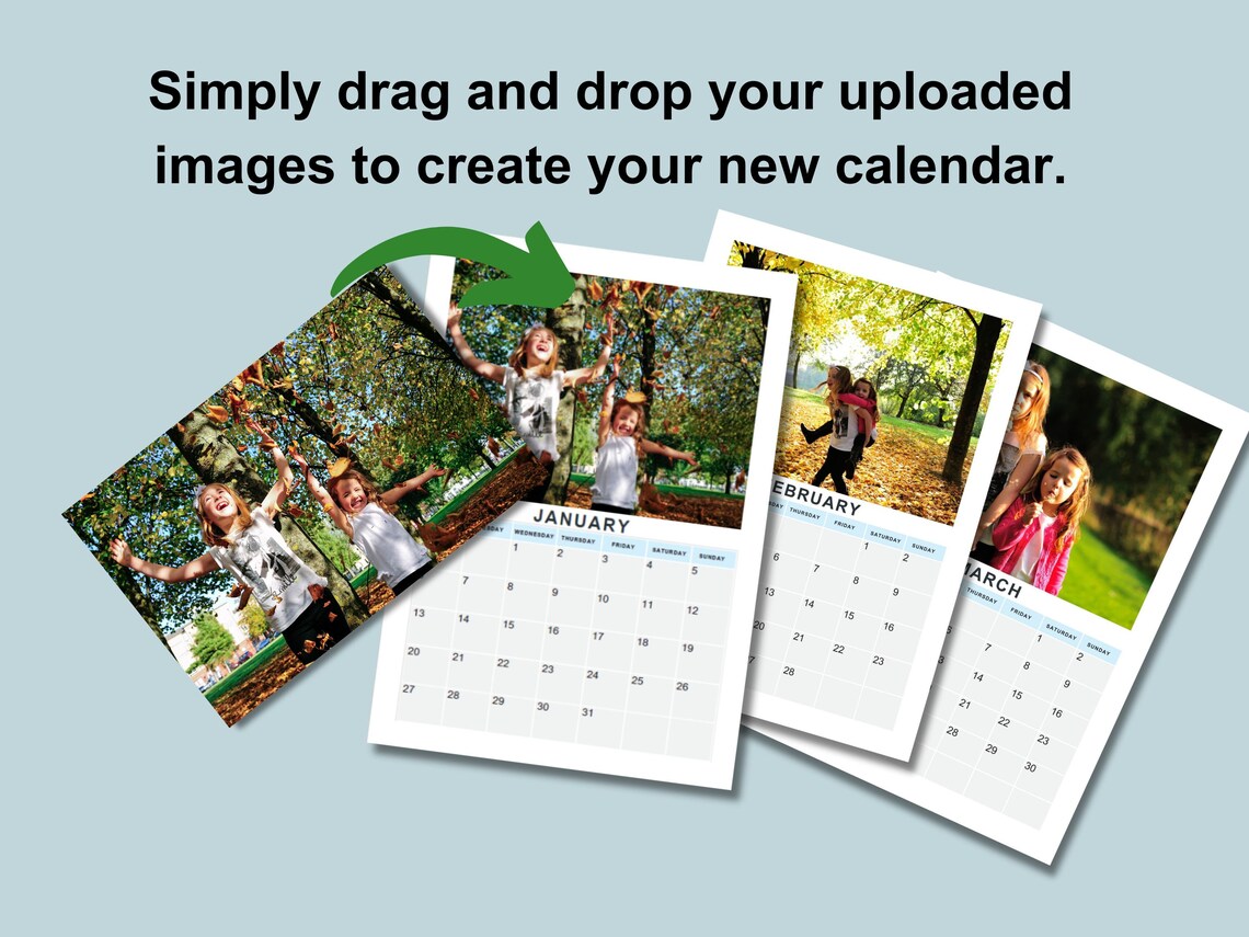 2025 Editable Photo Calendar Canva Template, A4/A3 Photo Wall Calendar ...