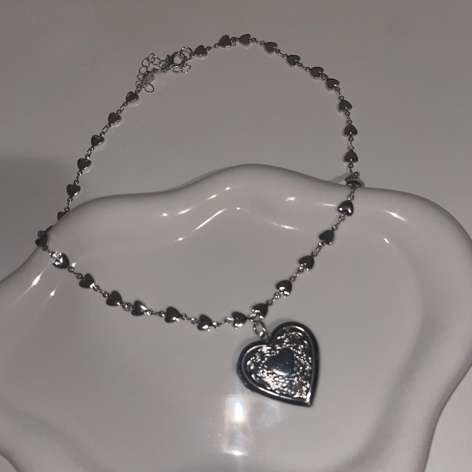 Vintage Gothic Silver Heart Chain and Pandent Necklace, Waterproof ...