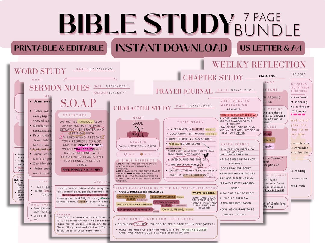 Digital Bible Study Journal Bundle Chapter Summary, SOAP, Prayer ...