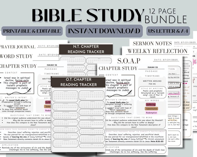 Editable Bible Studytemplate in Canva Bundle, Bible Study Tool Template ...