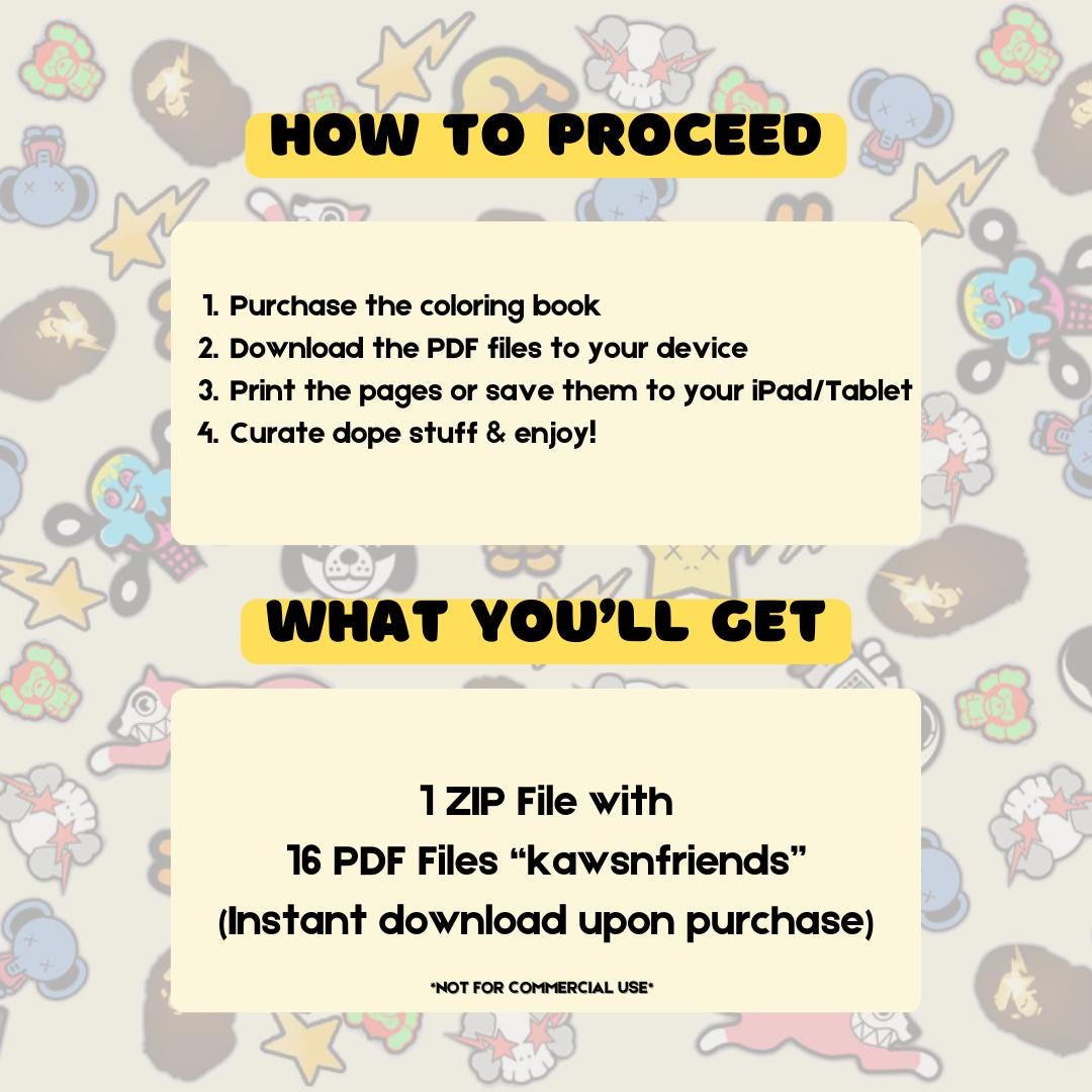 Hype Coloring Pages | Bold and Easy | 16 Pages | Kaws N Bearbrick ...