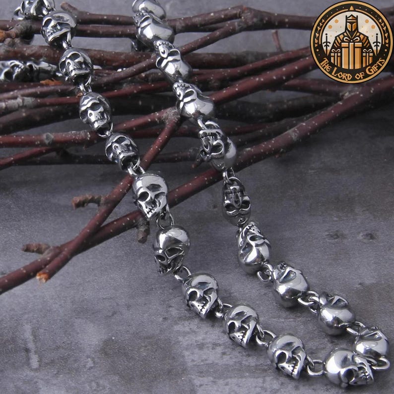 Handmade Skull Chain, Unique Boho Gothic Jewelry, Pirate Accessory ...