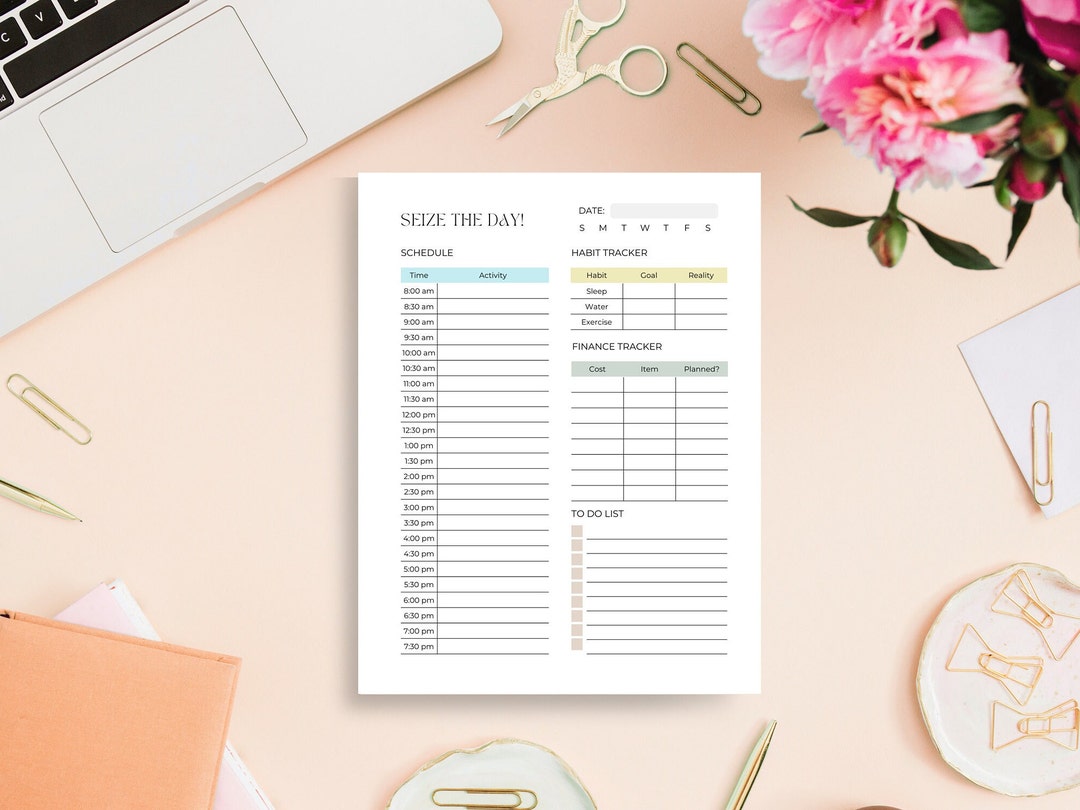 Printable Day Planner, (daily Digital Organizer, Productivity Tool ...