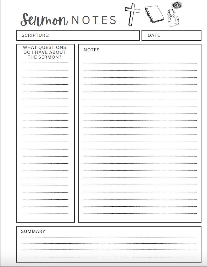 Bible Study and Sermon Notes Template - Inductive Bible Study - Etsy