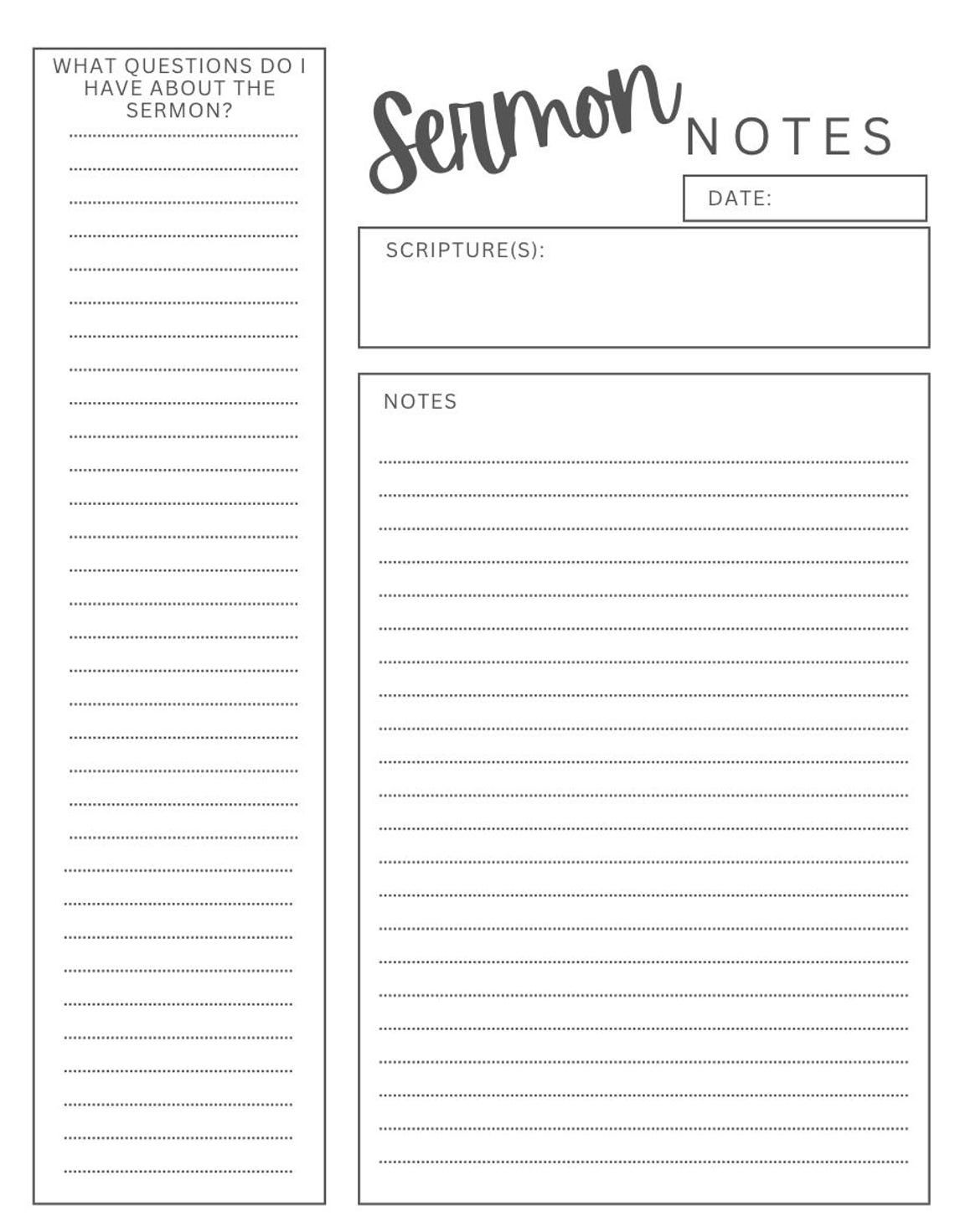 Bible Study and Sermon Notes Template - Inductive Bible Study - Etsy