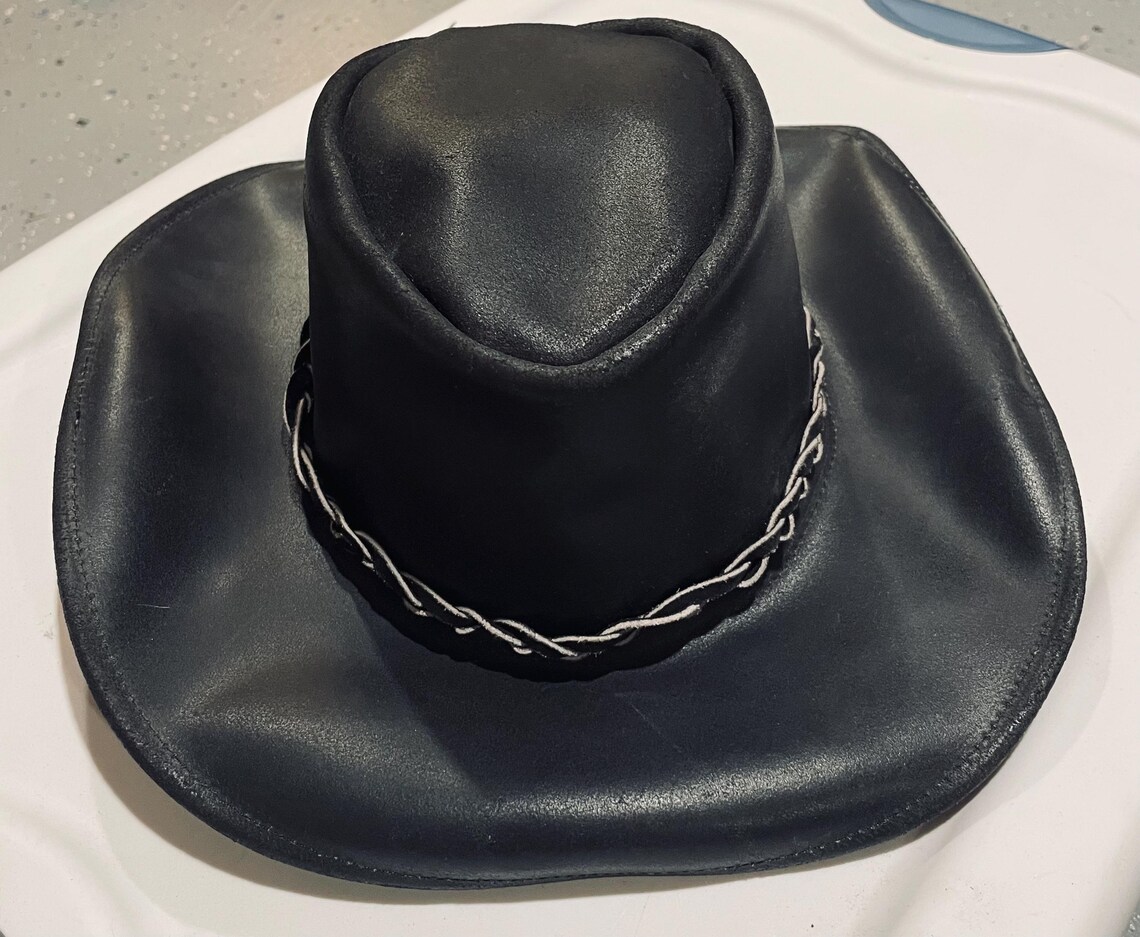 Vintage Leather Outback Jackaroo Cowboy Hat Sz Medium Braided Band ...