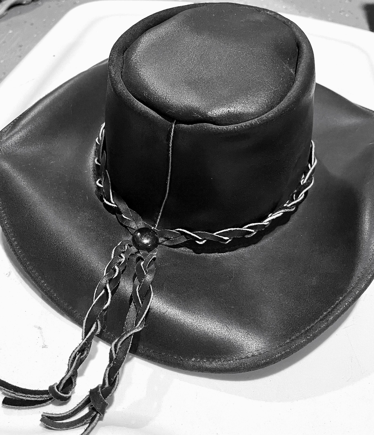 Vintage Leather Outback Jackaroo Cowboy Hat Sz Medium Braided Band ...