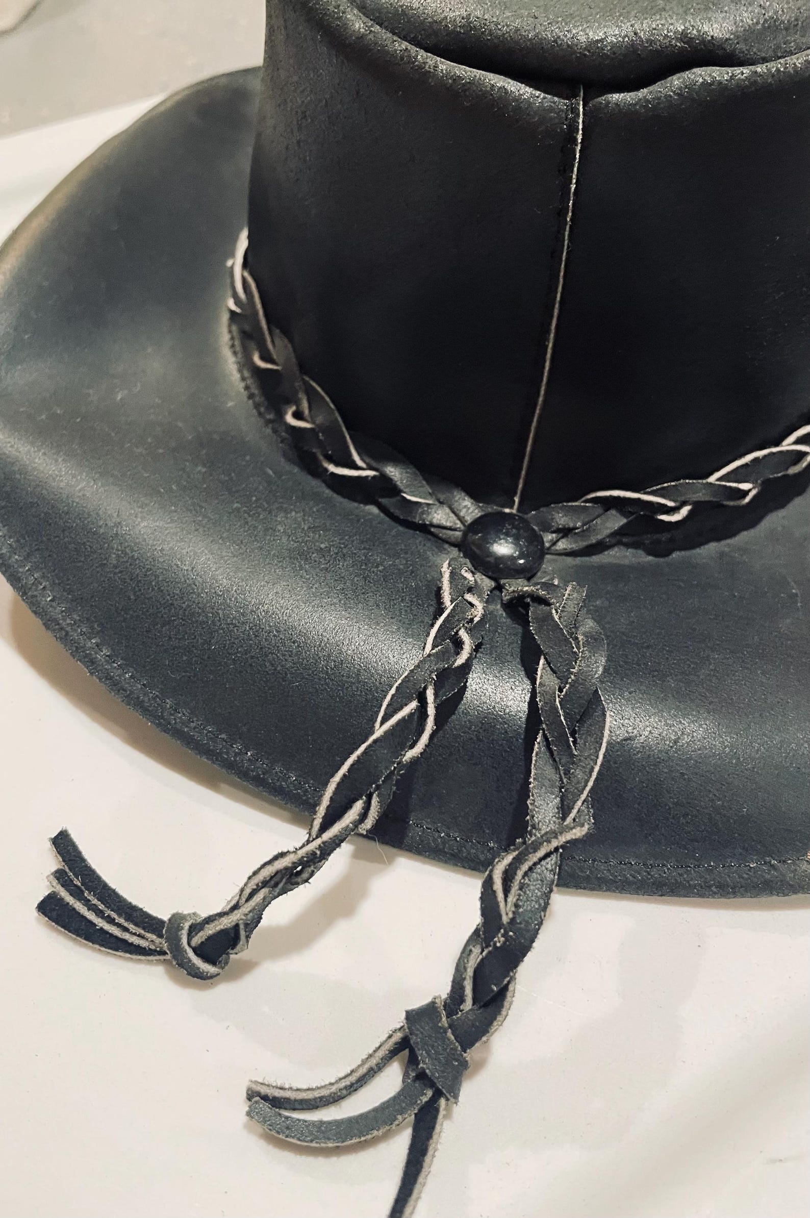 Vintage Leather Outback Jackaroo Cowboy Hat Sz Medium Braided Band ...