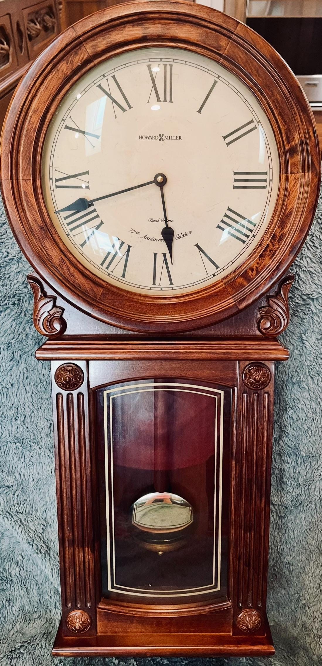 Howard Miller 77th Anniversary Wall Clock Pendulum Dual Chime 625-290 ...