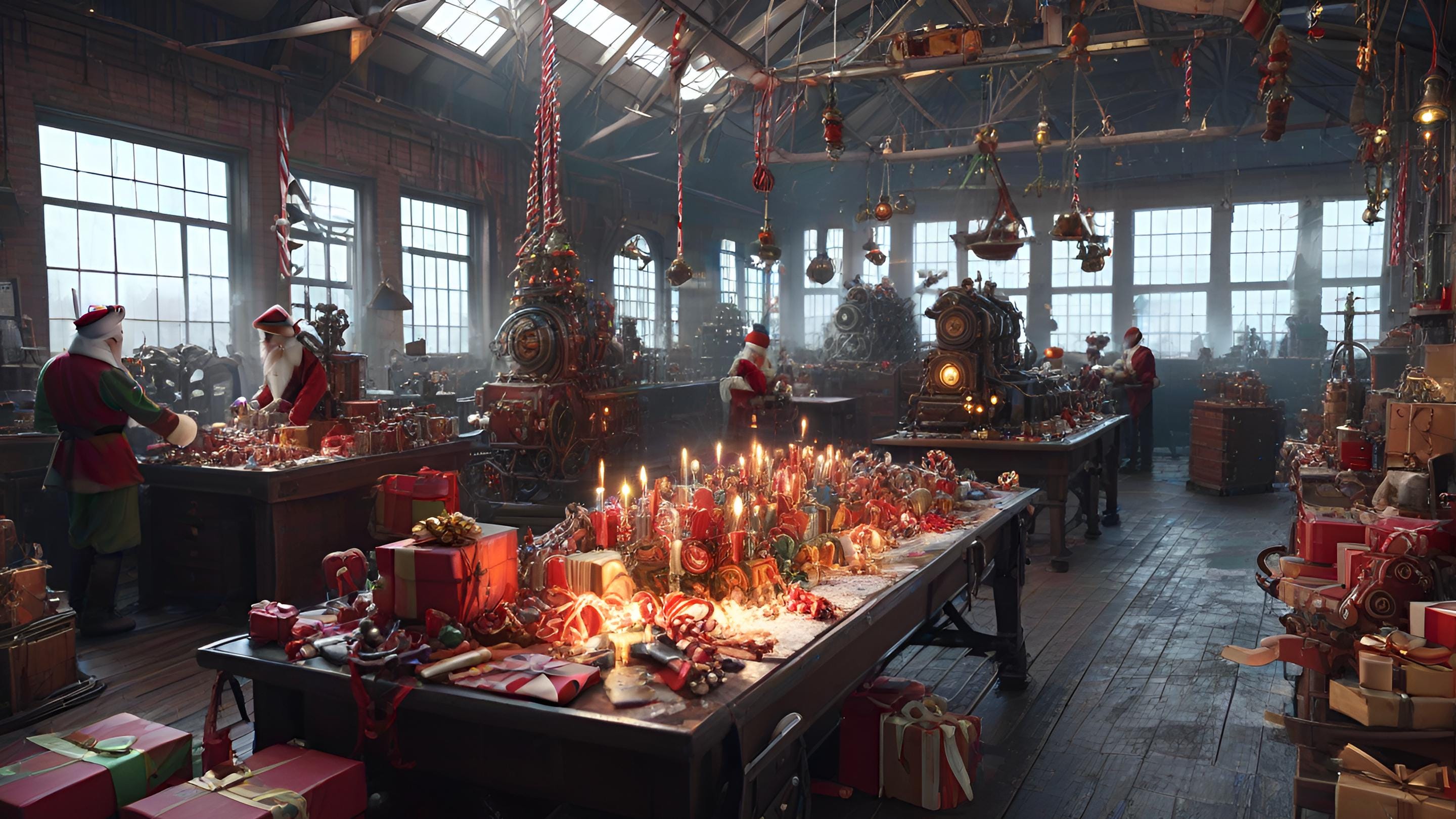 Santa's Olde Workshop, 4 Delightful Digital Wallpapers, Desktop ...
