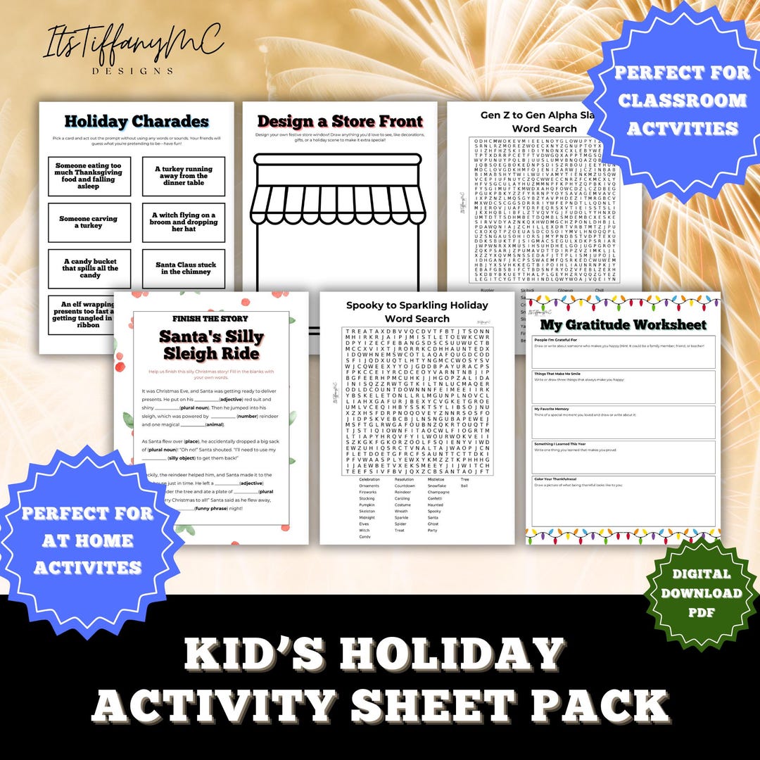 Holiday Printable Activity Pack, Fun Classroom and Home Activities ...