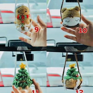 Crochet Christmas Car Ornament: Handmade Santa, Snowman, Penguin, Grin ...