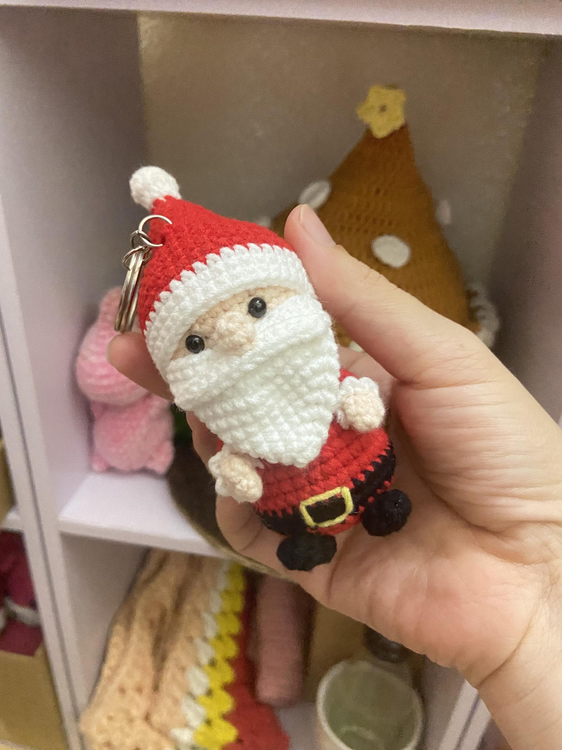 Handmade Crochet Santa Keychain: Festive Christmas Ornament - Etsy