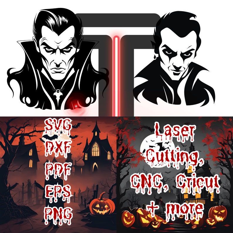 10 Black and White Vampire Designs Svg, Dxf, Eps, Png, Pdf Vampire ...