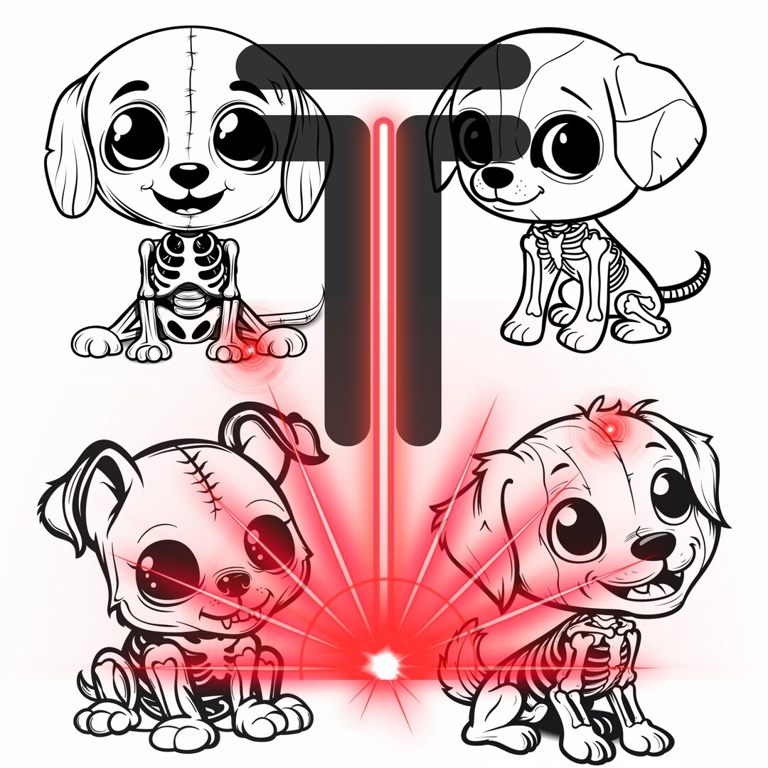 10 Black and White Skeleton Puppy Designs | Svg, Dxf, Eps, Png, Pdf ...