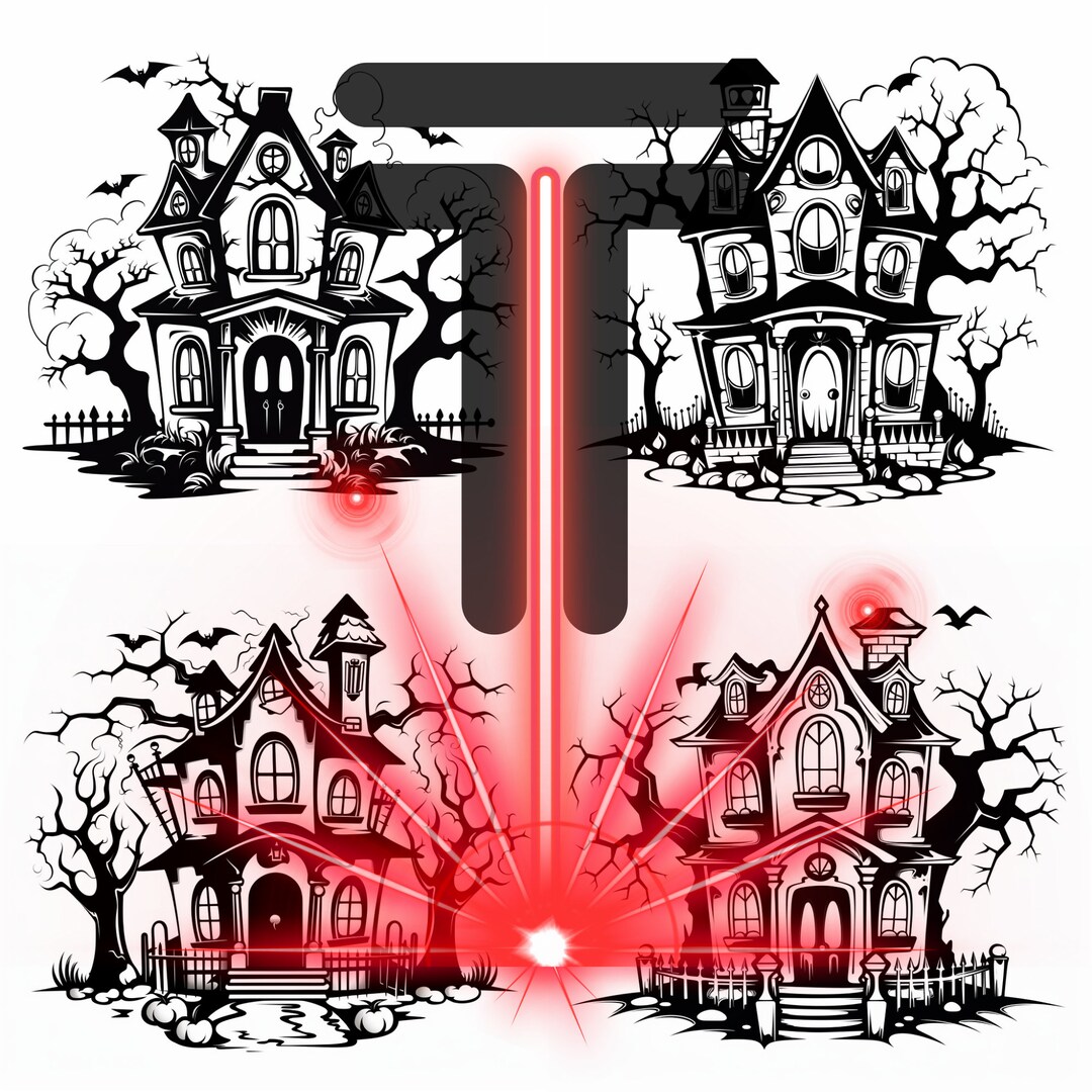 10 Black and White Haunted House Designs | Svg, Dxf, Eps, Png, Pdf ...