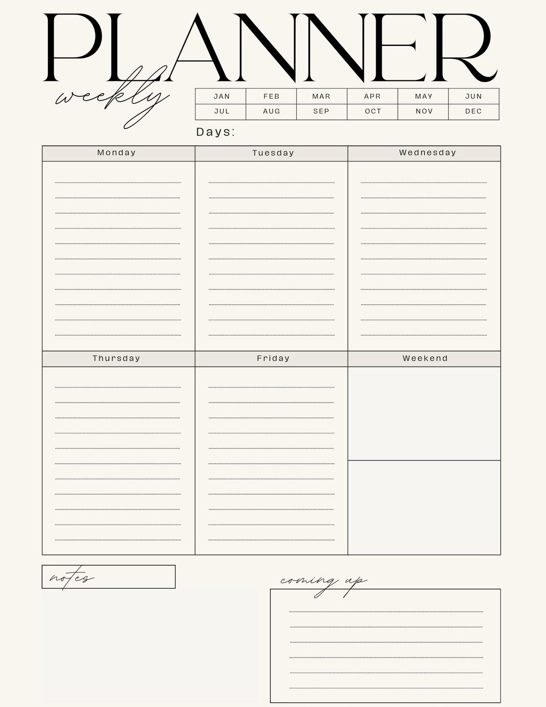 Editable Weekly Planner - Etsy