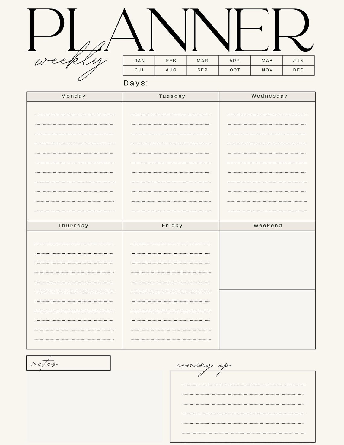 Editable Weekly Planner - Etsy