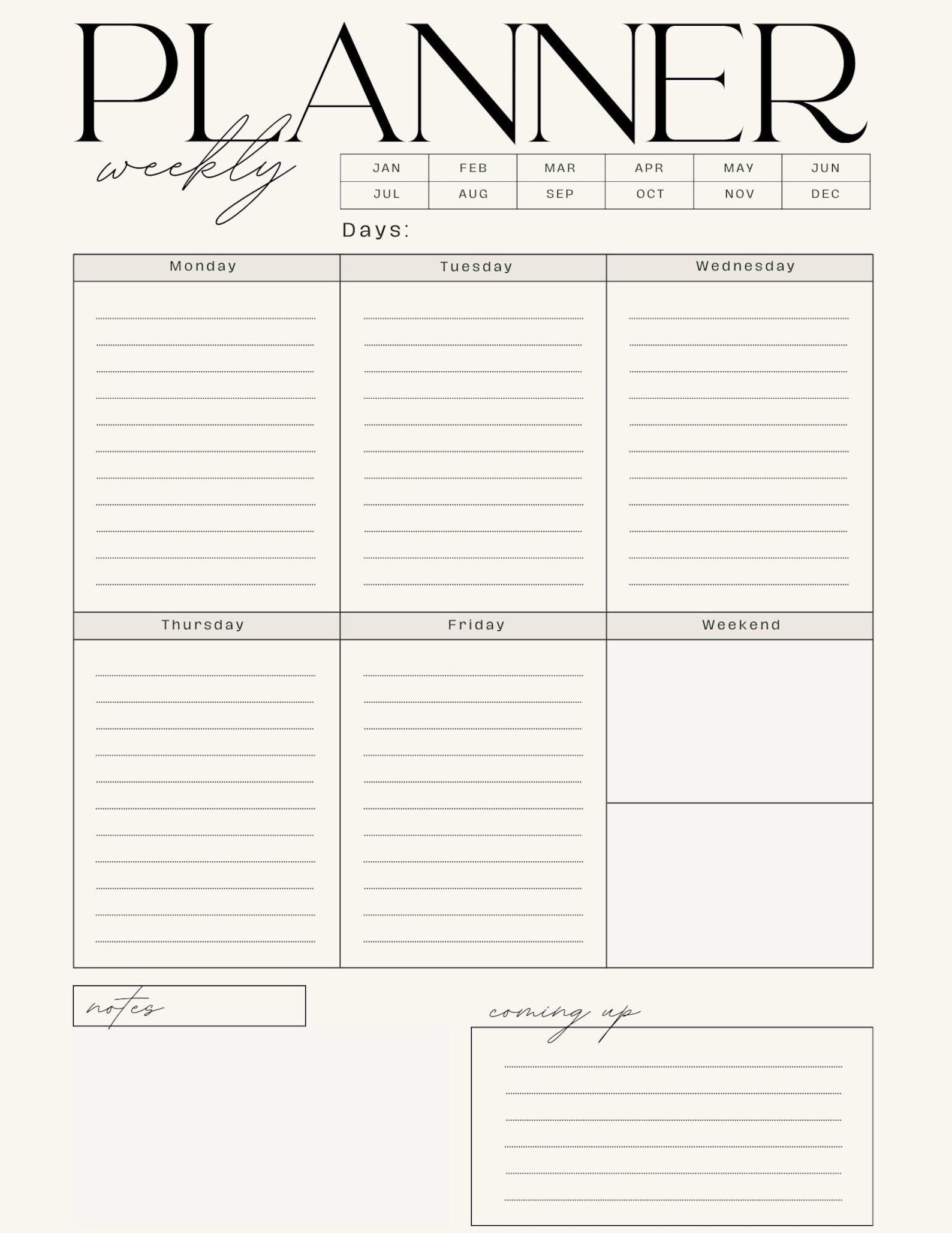 Editable Weekly Planner - Etsy