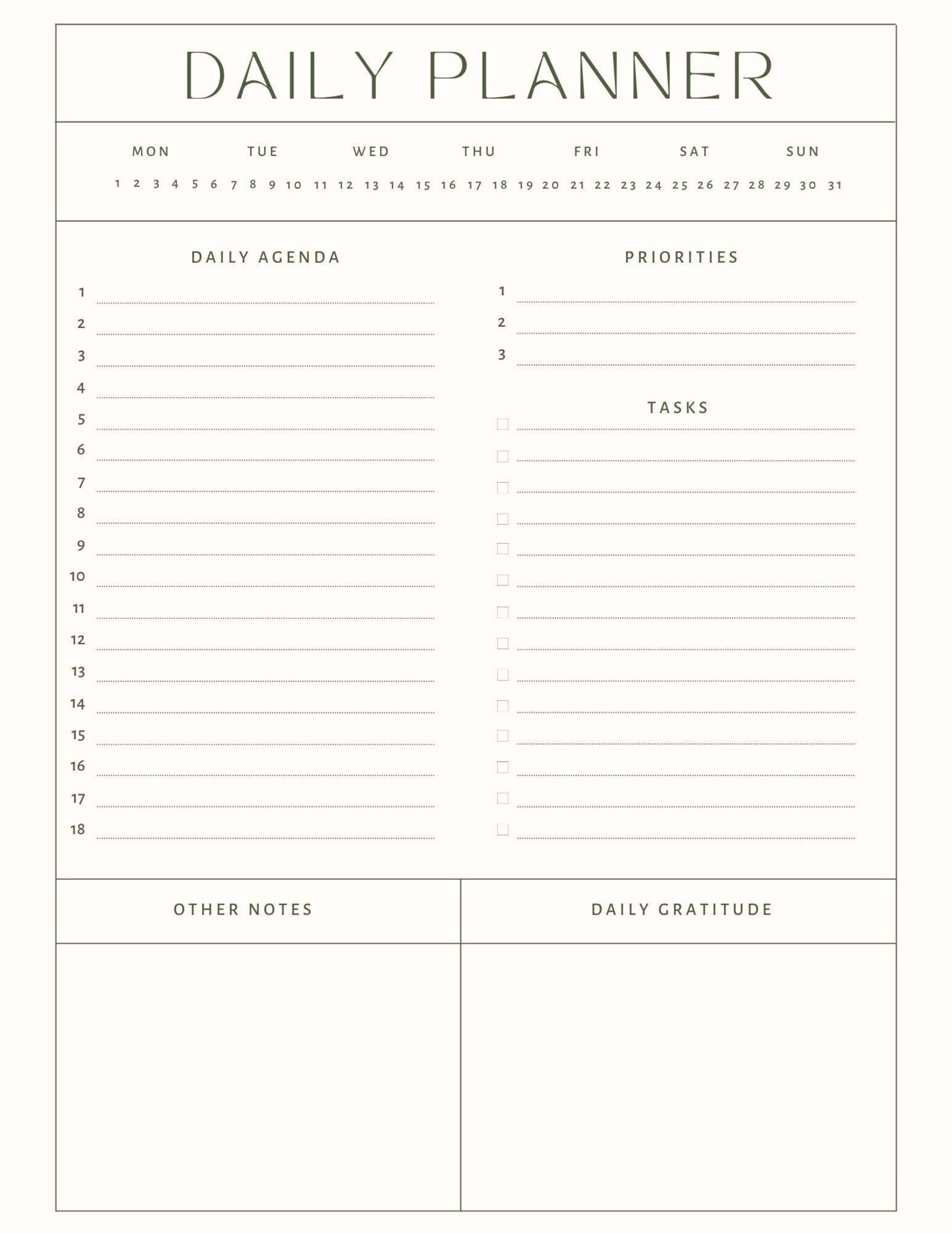 Editable Daily Planner - Etsy