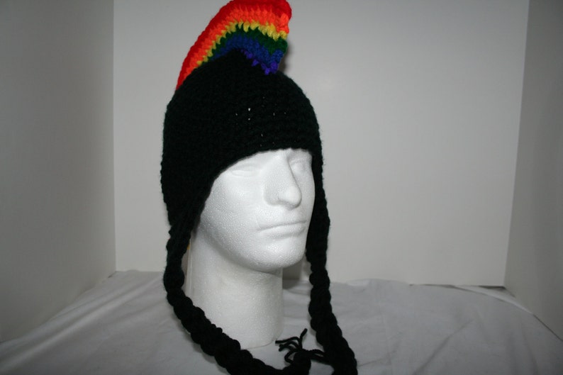 Rainbow Mohawk Hat Custom Hat With Ear Flaps and Braids - Etsy