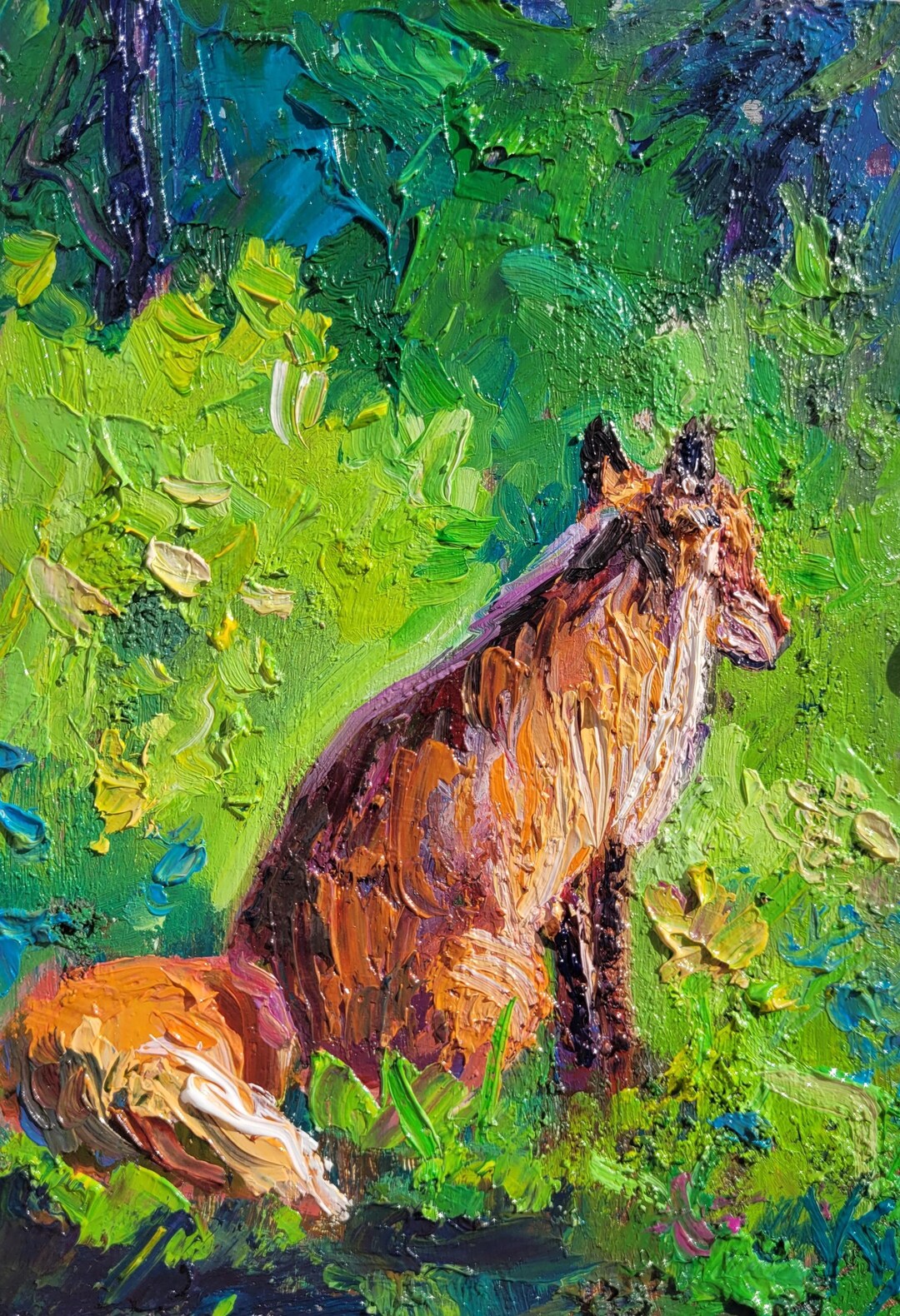 Fox Oil Painting: Original Animal Artwork Impasto Wall Art Small ...