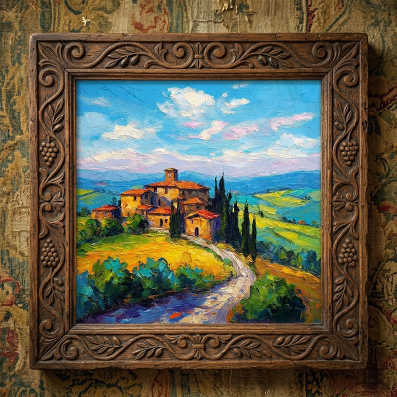 Tuscany Italy Oil Painting Original Impasto Art Italian Landscape Wall ...