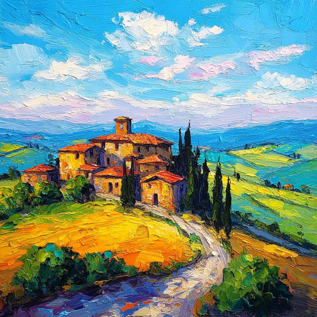 Tuscany Italy Oil Painting Original Impasto Art Italian Landscape Wall ...