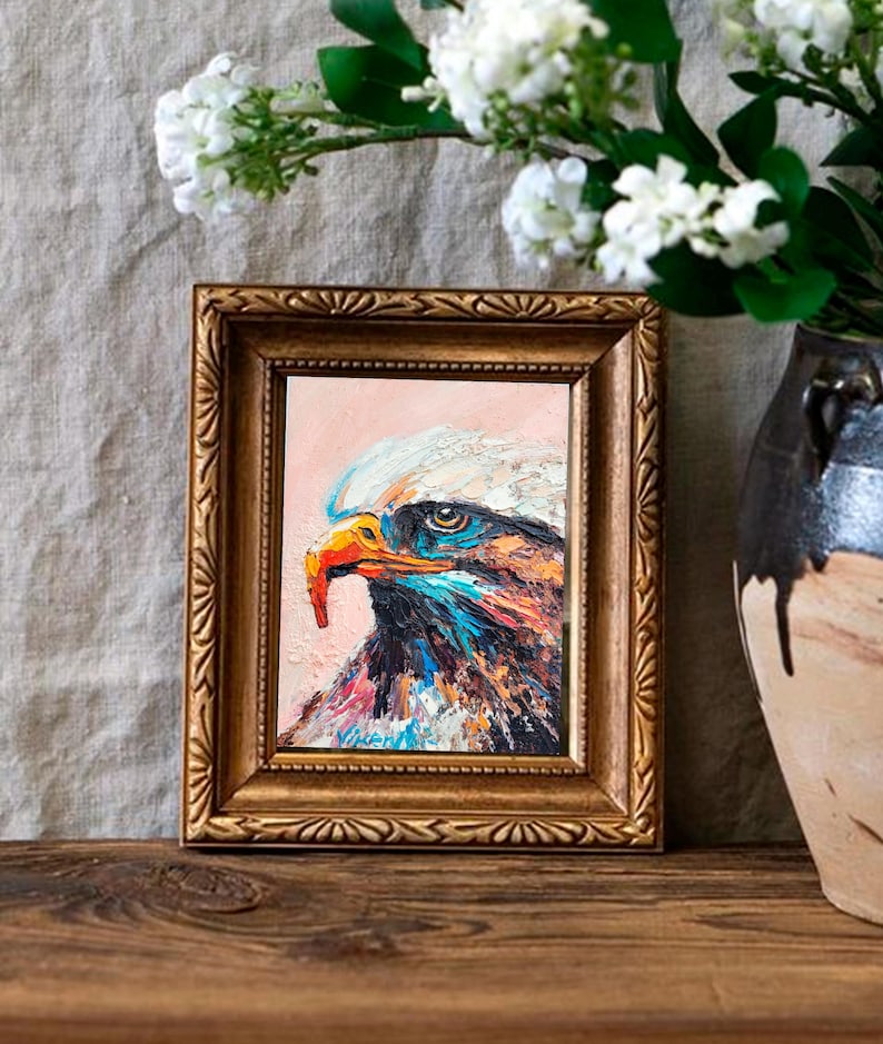 Bald Eagle Oil Painting Original Art American Symbol 6x8 Animals ...