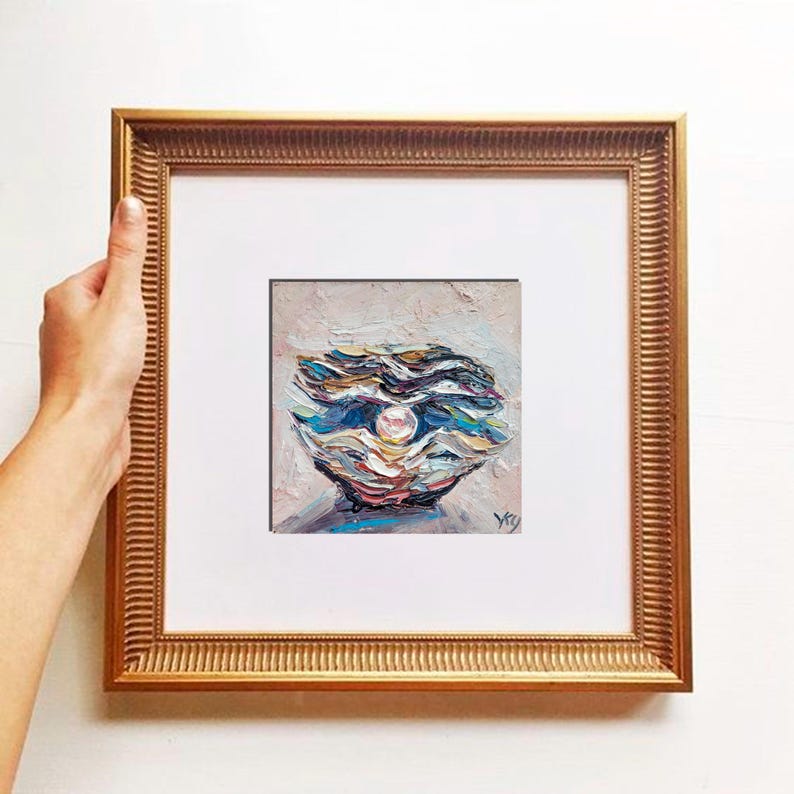 Seashell Pearl Painting Sea Shell Original Art Impasto Oil Painting ...