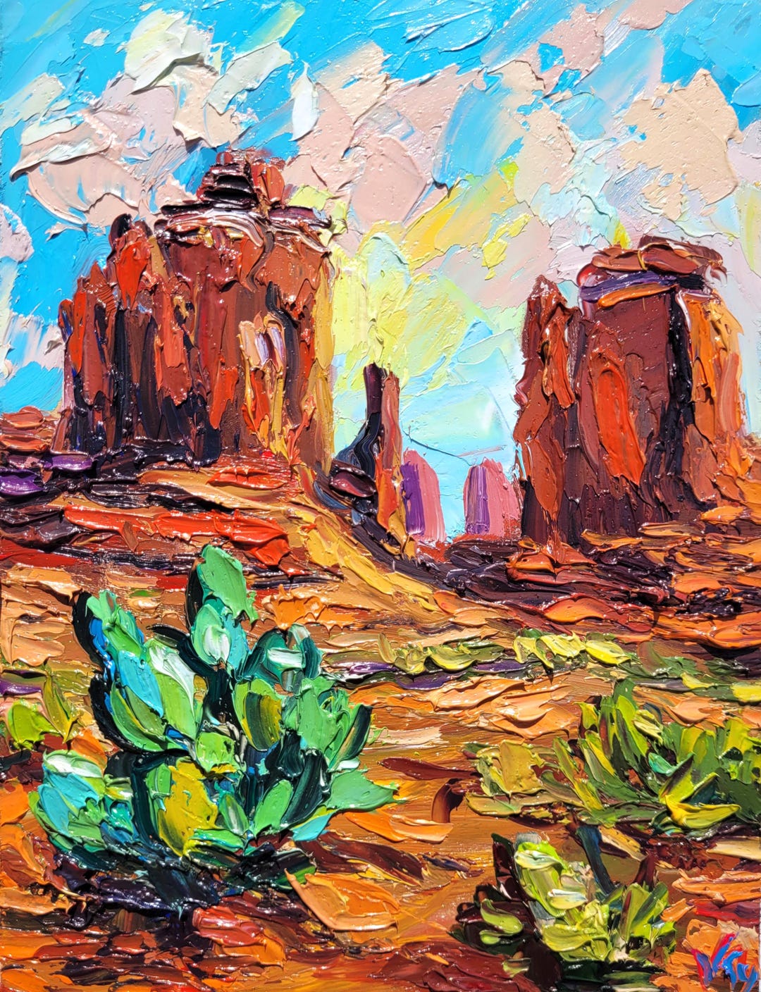 Arizona Painting Desert Landscape Original Art Impasto Oil Painting 6x8 ...