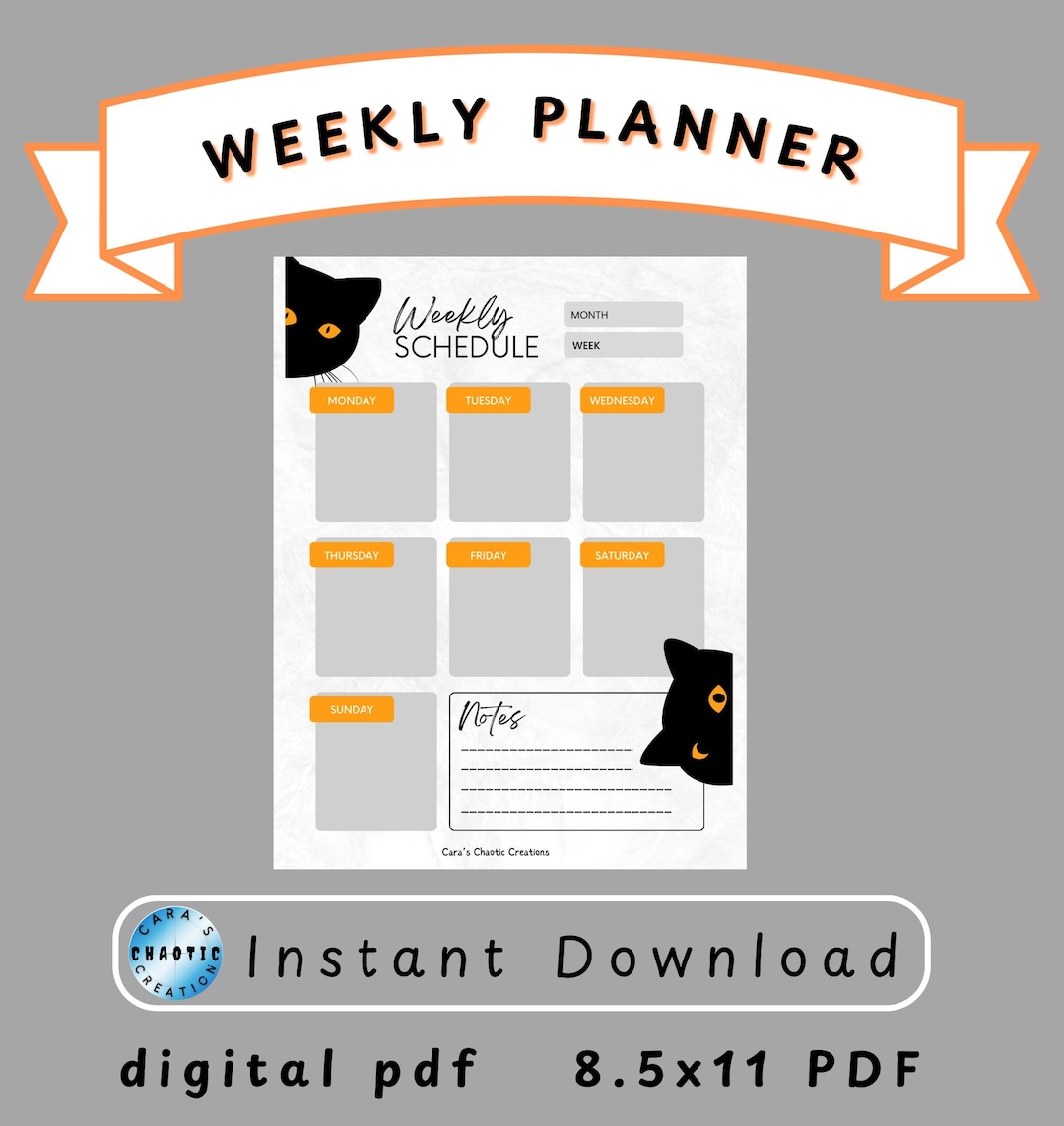 Halloween Weekly Planner | Black Cat-themed Printable | October Fall ...