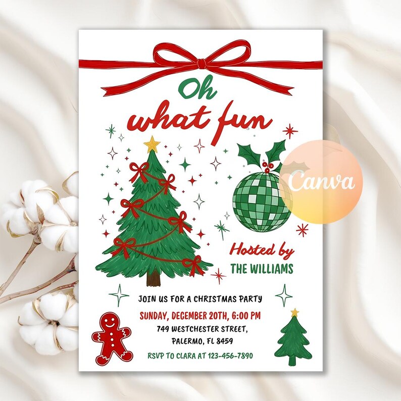 Oh What Fun Christmas Party Invitation, Holiday Invite, Instant ...