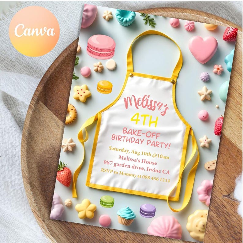 Baking Birthday Party Invitation, Editable Baking Party Invite, Cookie ...