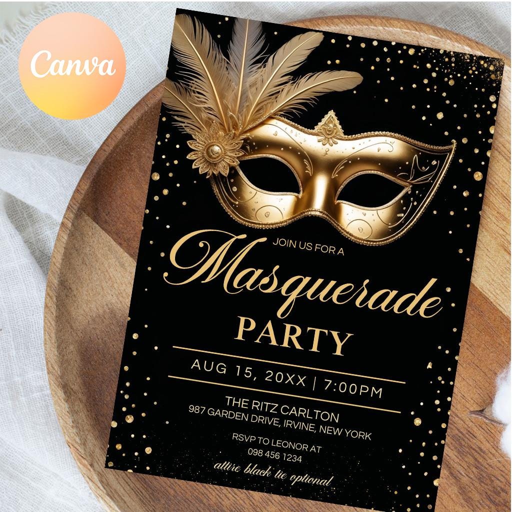 Masquerade Party Invitation, Masquerade Ball Invitation, Themes for ...