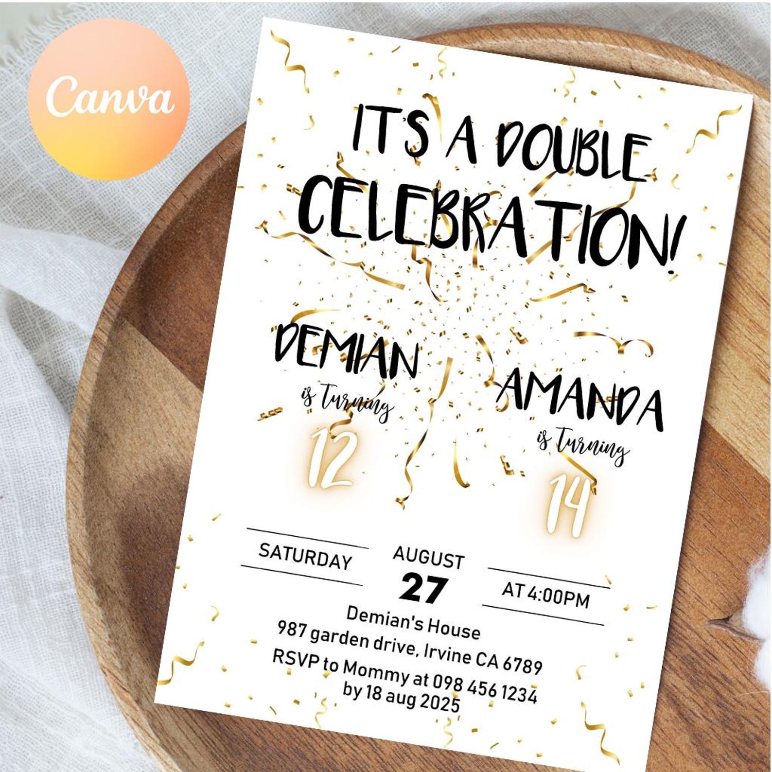 Join Party Birthday Invitation, Double Birthday Invitation, Join ...