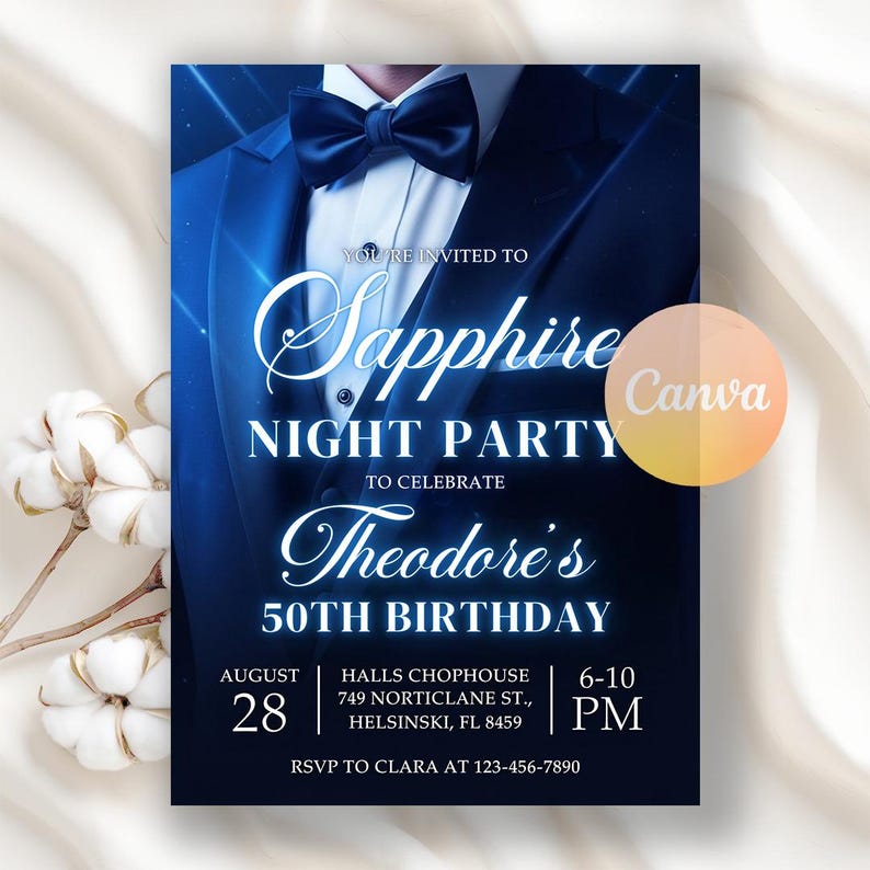 Tuxedo Birthday Invitation, Black Tie Theme, Formal Party Invite ...