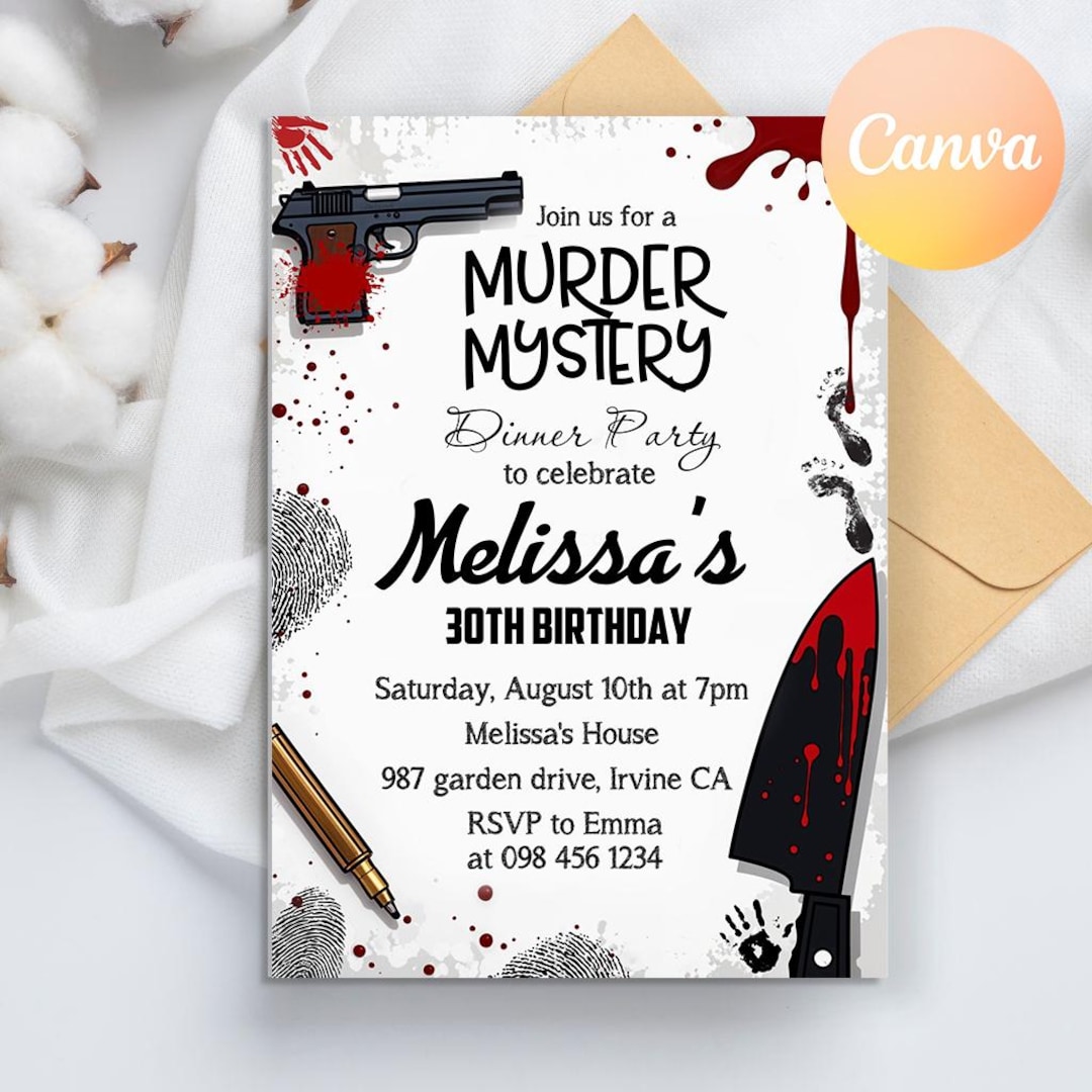 Mystery Birthday Dinner Party Invitation, Murder Mystery Party ...