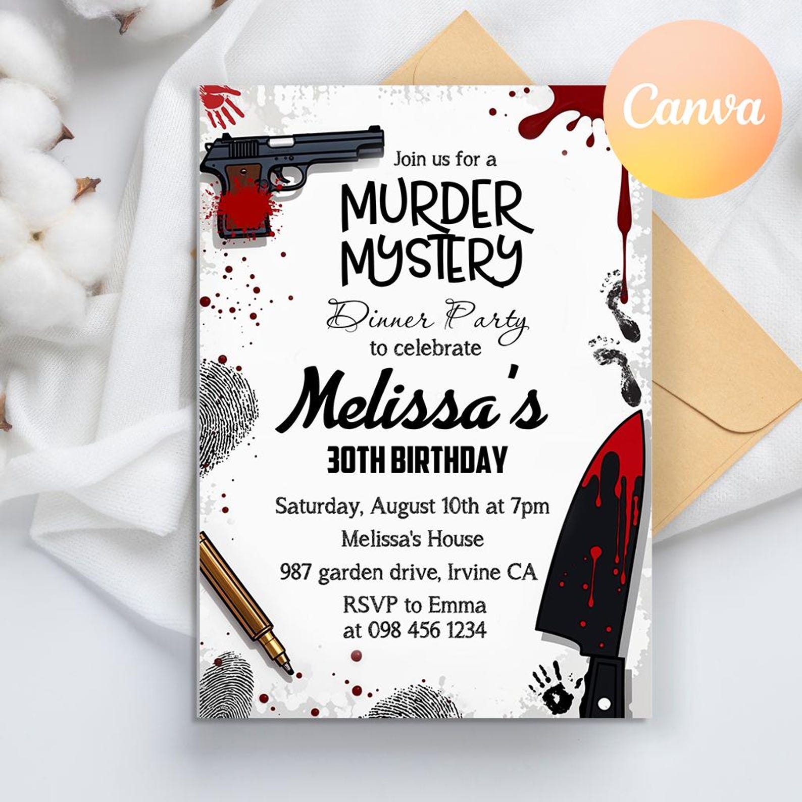 Mystery Birthday Dinner Party Invitation, Murder Mystery Party ...