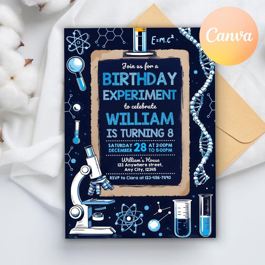 EDITABLE Mad Science Birthday Invitation, Boy Science Party Template ...