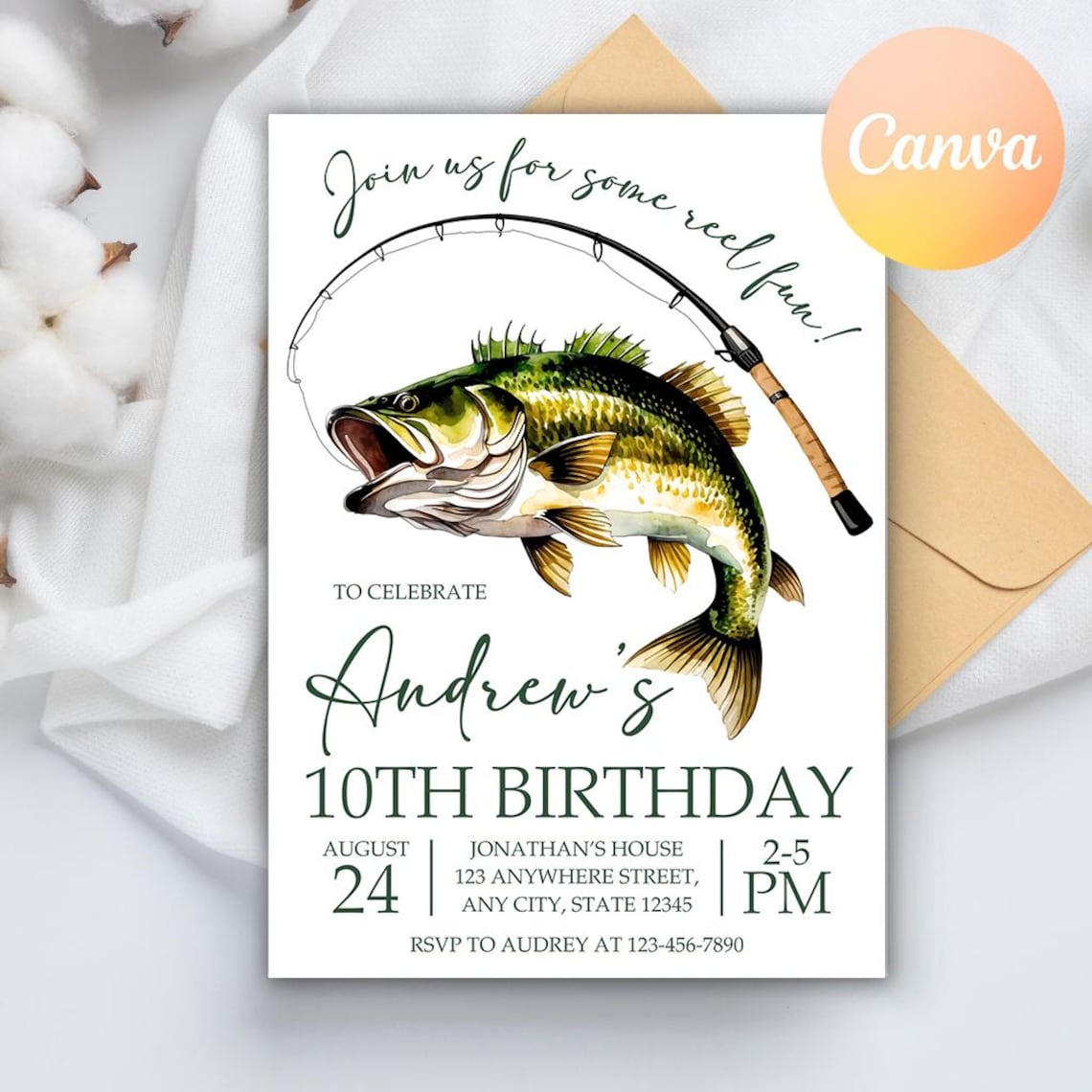 Editable Fishing Birthday Invitation Template, Fishing Invite, Fish ...