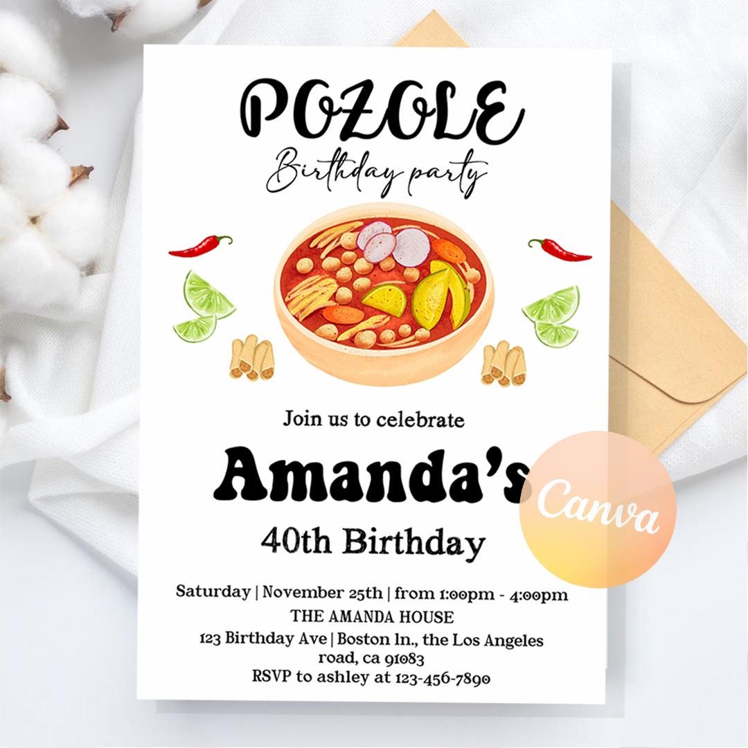 Pozole Birthday Invitation, Mexican Invitation, Birthday Mexican Fiesta ...