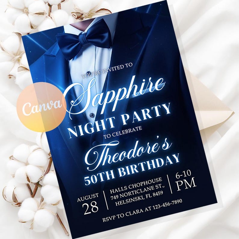 Tuxedo Birthday Invitation, Black Tie Theme, Formal Party Invite ...