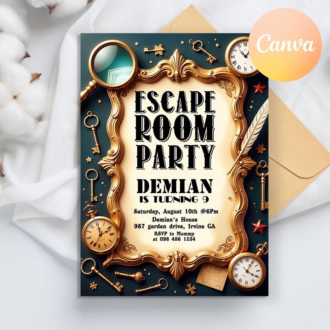 Escape Room Birthday Invitation, Escape Room Party Invite, Kids Escape ...