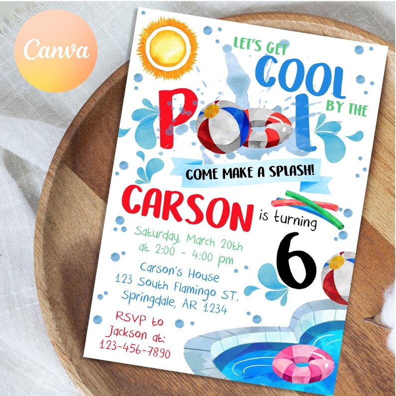 Pool Party Invitation, Pool Party Invitation Swim Party Invite, Pool ...
