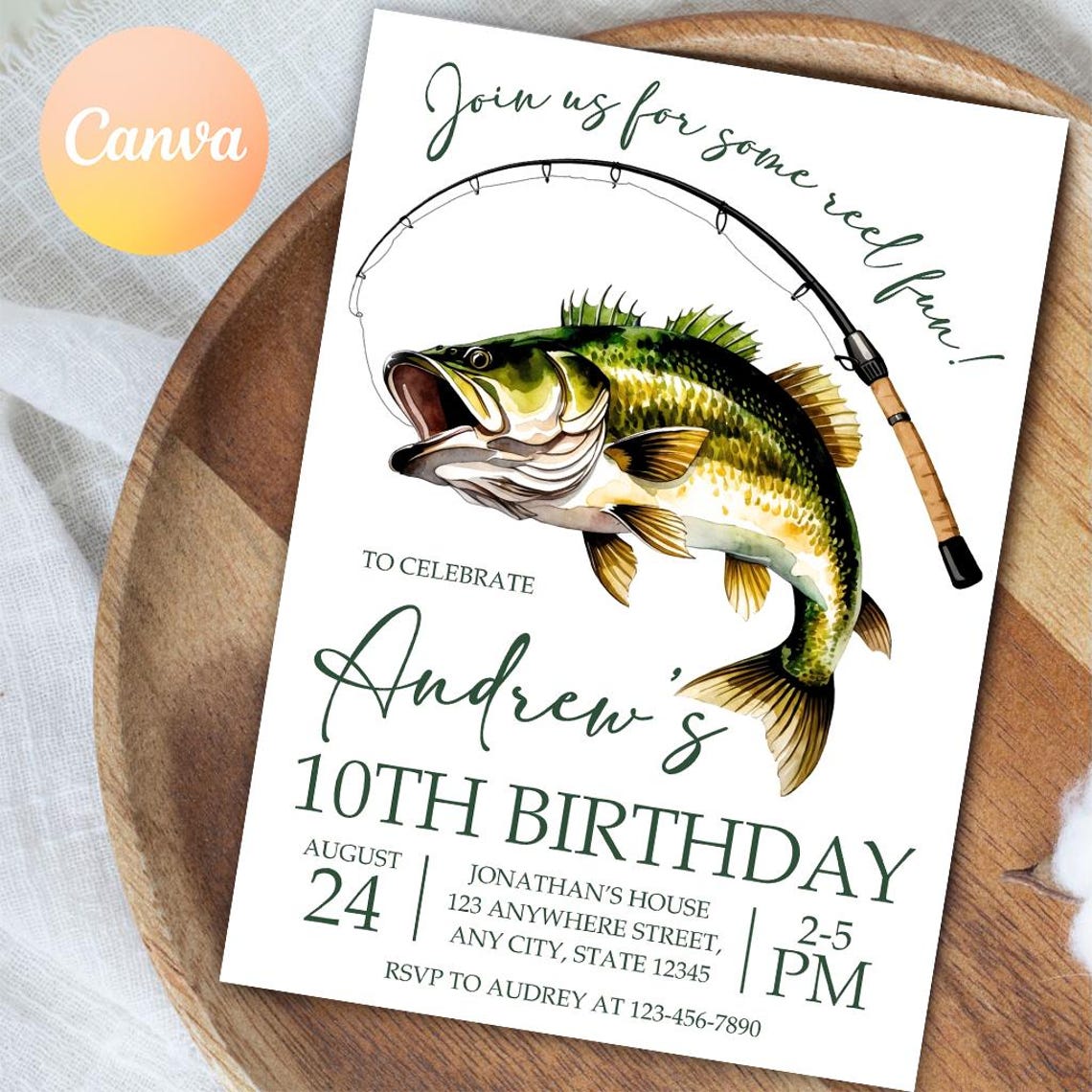 Editable Fishing Birthday Invitation Template, Fishing Invite, Fish ...