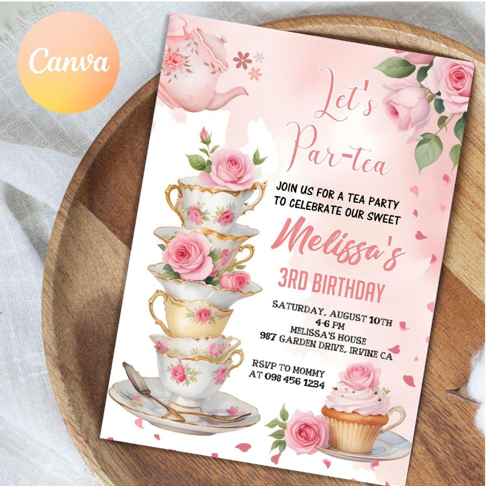 Tea Party Birthday Invitation, Par-tea Invitation, Girl Par-tea Invite ...
