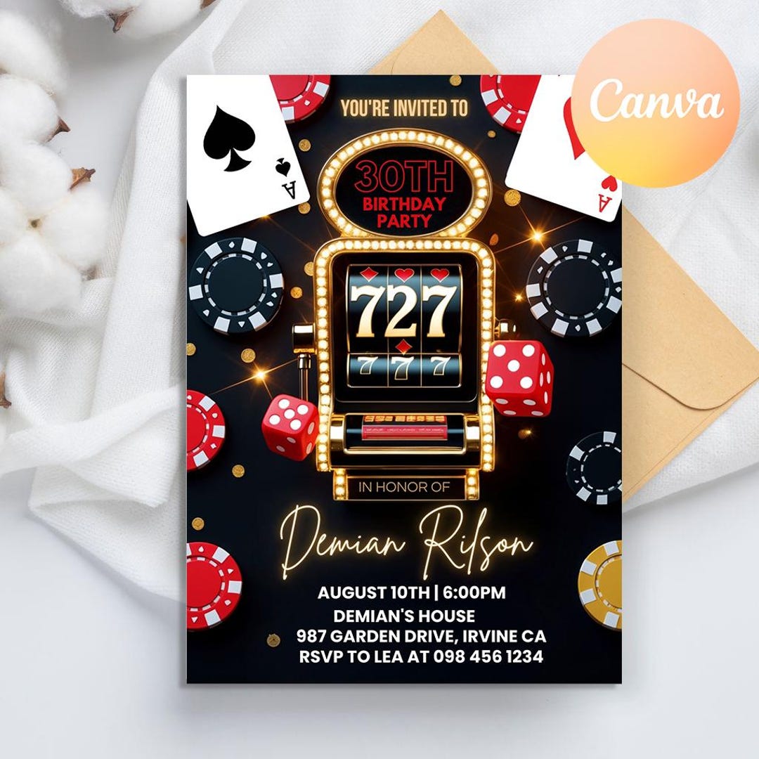 Editable Casino Birthday Invitation, 30th 40th 50th Poker Birthday ...