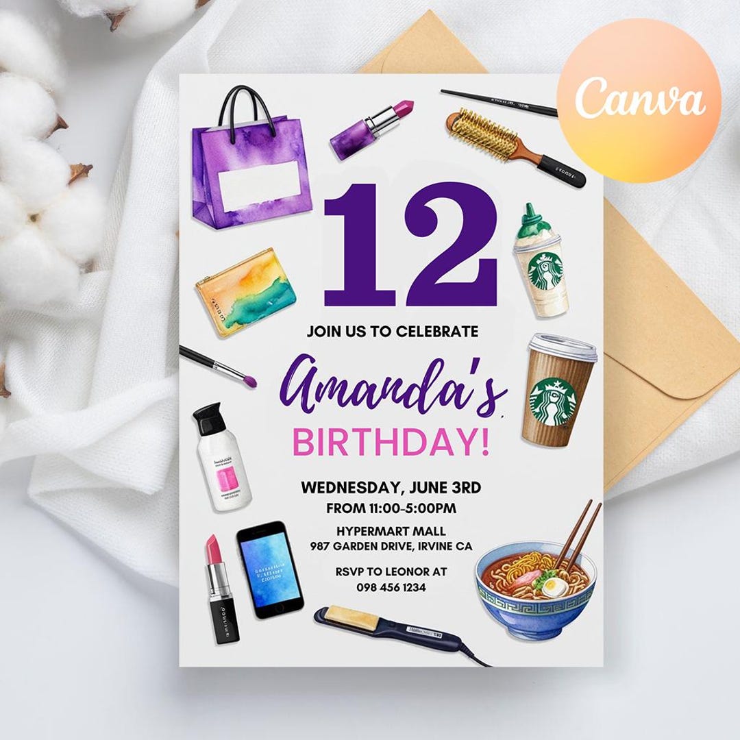 VSCO Invitation, VSCO Girl Birthday Invitation, Teen Girl Birthday ...
